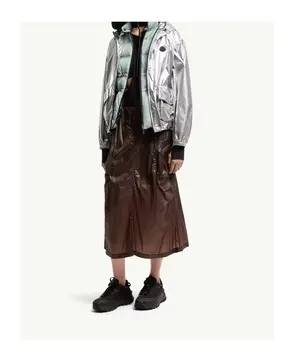 Moncler Ylang Hooded Metallic Zip-up Jacket - Silver