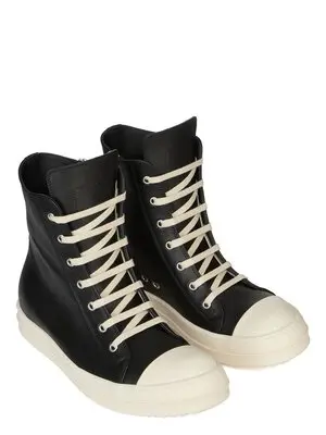 Rick Owens High Top Lace-up Sneakers With Inner Ankle Zipper - Black