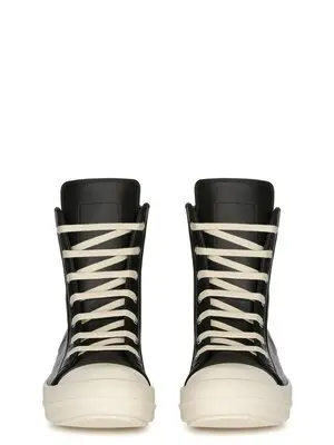 Rick Owens High Top Lace-up Sneakers With Inner Ankle Zipper - Black