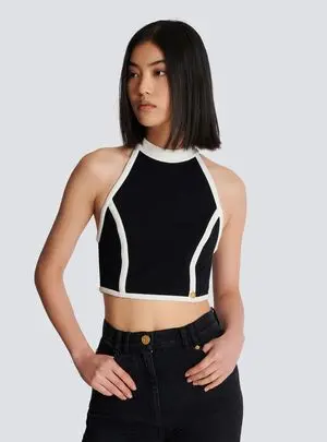 Balmain Two-tone Halterneck Top