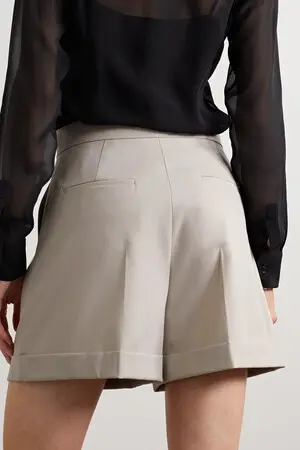 Max Mara Turn-up Pleated Gabardine Shorts