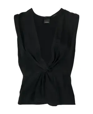 Pinko Sleeveless V-neck Crepe Top