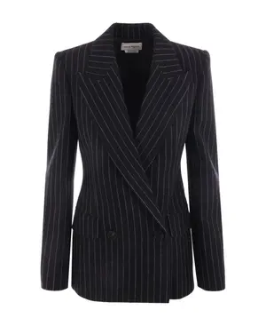 Alexander McQueen Striped Double-breasted Tailored Blazer