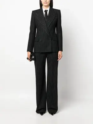 Alexander McQueen Striped Double-breasted Tailored Blazer