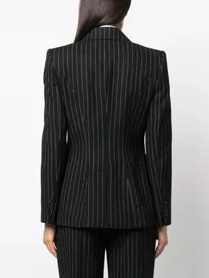 Alexander McQueen Striped Double-breasted Tailored Blazer