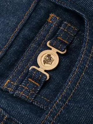Versace Logo Patch Straight-leg Jeans - Blue