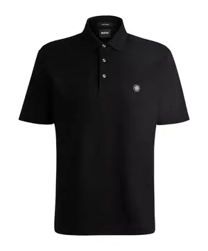 Hugo Boss Double-monogram Patch Polo Shirt - Black