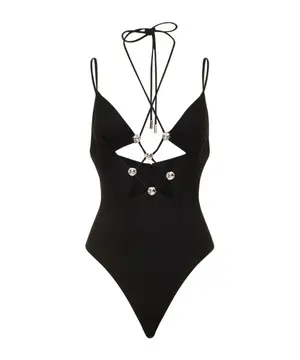 AREA Cut-out Detail Jumpsuit With Self-fastening Neck Strap - Black