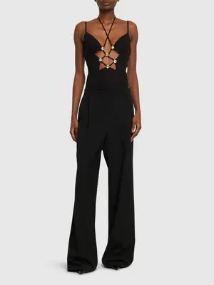 AREA Cut-out Detail Jumpsuit With Self-fastening Neck Strap