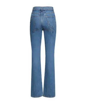 AREA Crystal Embellished Denim Trousers