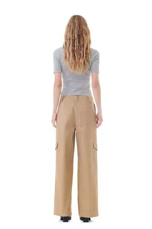 GANNI Mid-waist Cargo Pants With Zipper And Button Closure
