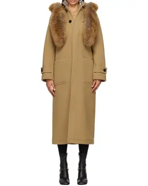 Burberry Faux-fur Trimmed Long-sleeved Duffle Coat