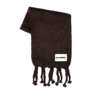 JIL SANDER Fringed-edges Scarf - Black
