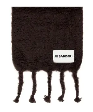 JIL SANDER Fringed-edges Scarf - Black