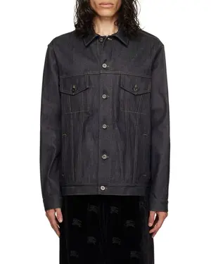 Burberry Logo Patch Denim Jacket - Black