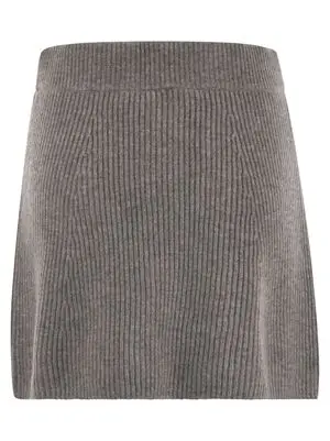 Sportmax Ribbed Knit Zip-up Skirt - Gray
