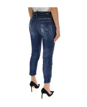 Dsquared2 Distressed Low-rise Slim Straight Jeans - Blue