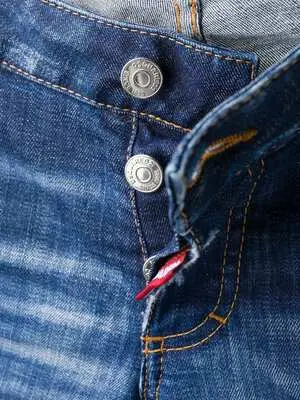 Dsquared2 Distressed Low-rise Slim Straight Jeans - Blue