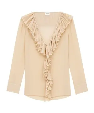Saint Laurent Ruffled V-neck Blouse