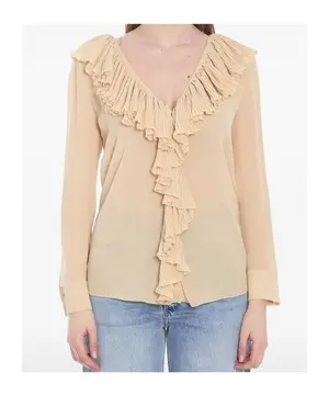 Saint Laurent Ruffled V-neck Blouse