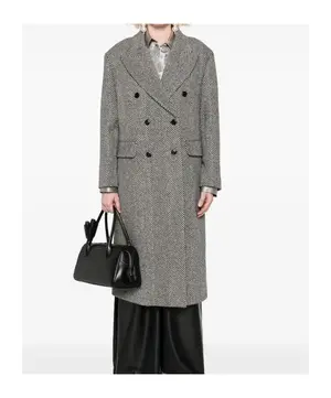 Ermanno Scervino Herringbone Double-breasted Coat - Gray