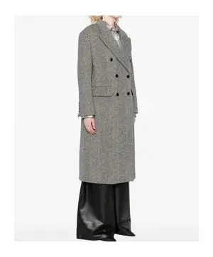 Ermanno Scervino Herringbone Double-breasted Coat - Gray