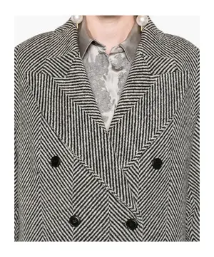 Ermanno Scervino Herringbone Double-breasted Coat - Gray