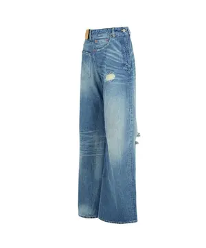 MAISON MARGIELA Twist Distressed Wide Leg Jeans