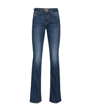 Pinko Bell-bottom Jeans With Diamond Cut Buckles