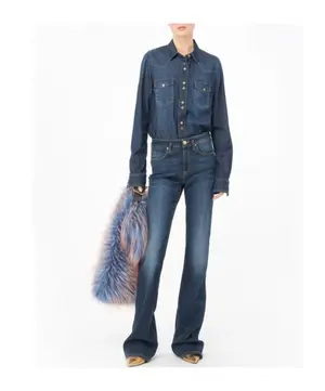 Pinko Bell-bottom Jeans With Diamond Cut Buckles