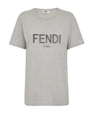 Fendi Logo Printed Crewneck T-shirt - Gray