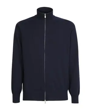 Brunello Cucinelli High Neck Zip-up Cardigan - Blue