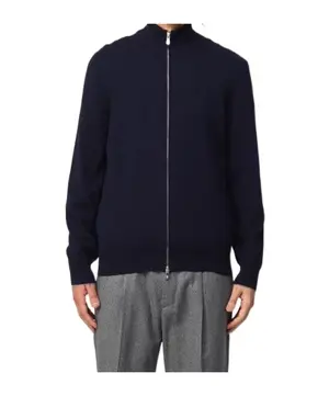 Brunello Cucinelli High Neck Zip-up Cardigan - Blue