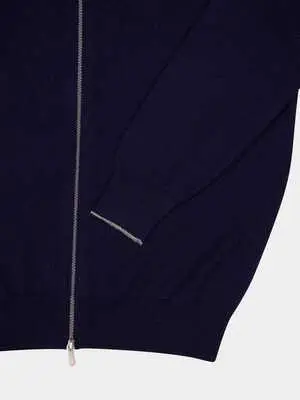 Brunello Cucinelli High Neck Zip-up Cardigan - Blue