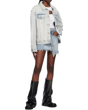Ksubi Asymmetrical Frayed Denim Mini Skirt - Blue