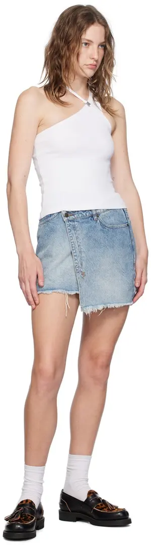 Ksubi Asymmetrical Frayed Denim Mini Skirt - Blue