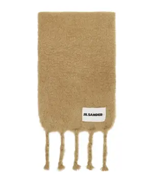 JIL SANDER Fringed-edges Scarf - Nude