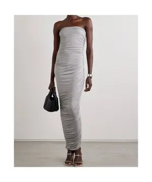 Norma Kamali Strapless Pleated Maxi Dress