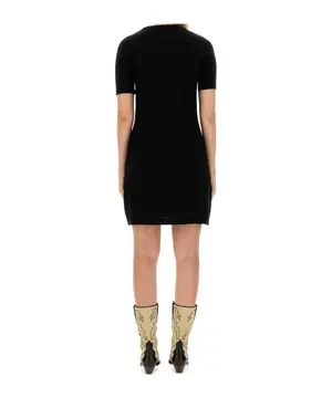 Moschino Short Sleeve Crewneck Logo Dress