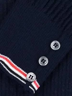 Thom Browne Ribbed Cardigan With Signature Stripes