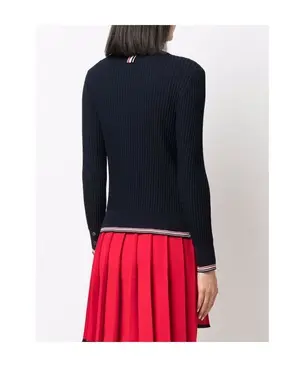Thom Browne Ribbed Cardigan With Signature Stripes