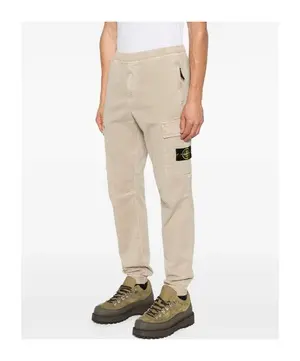Stone Island Logo Patch Cargo Trousers - Nude