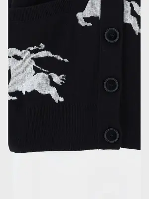Burberry Ekd Intarsia-knit Cardigan - Black