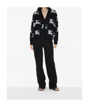 Burberry Ekd Intarsia-knit Cardigan - Black