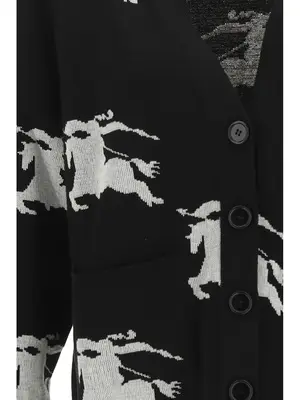 Burberry Ekd Intarsia-knit Cardigan - Black