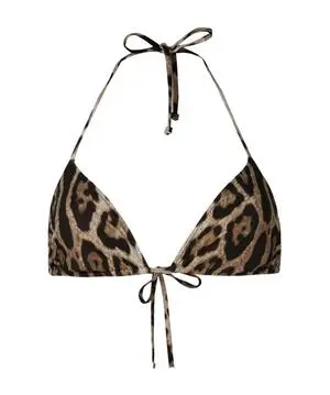 Dolce & Gabbana Leopard Print Bikini Top - Black