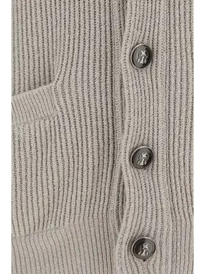 Brunello Cucinelli Buttoned Shawl Lapel Cardigan - Gray