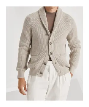 Brunello Cucinelli Buttoned Shawl Lapel Cardigan - Gray