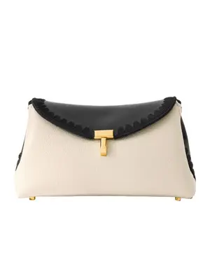 TOTEME T-lock Embroidered Mini Clutch Bag - Beige/black