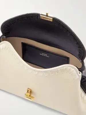 TOTEME T-lock Embroidered Mini Clutch Bag - Beige/black